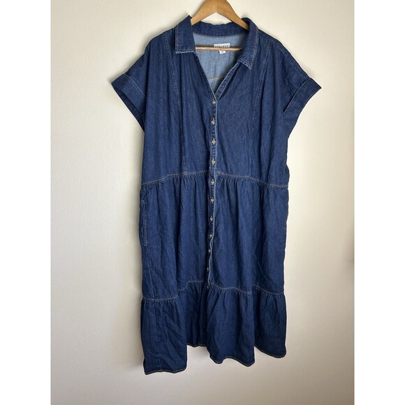Rodeo | Dresses | Western 3x Denim Jean Dress Midi Tiered Cowgirl Rodeo ...